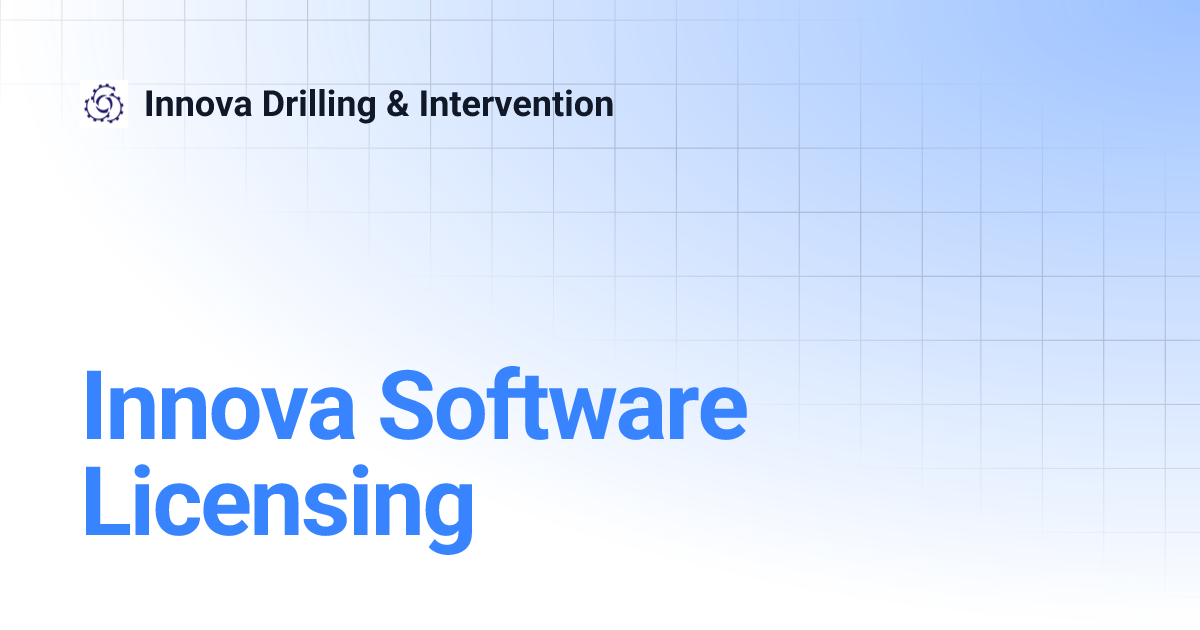 Innova Software Licensing | Innova Drilling & Intervention